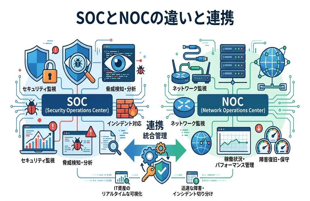 SOCとNOCの違いとは？役割や連携の重要性をわかりやすく解説